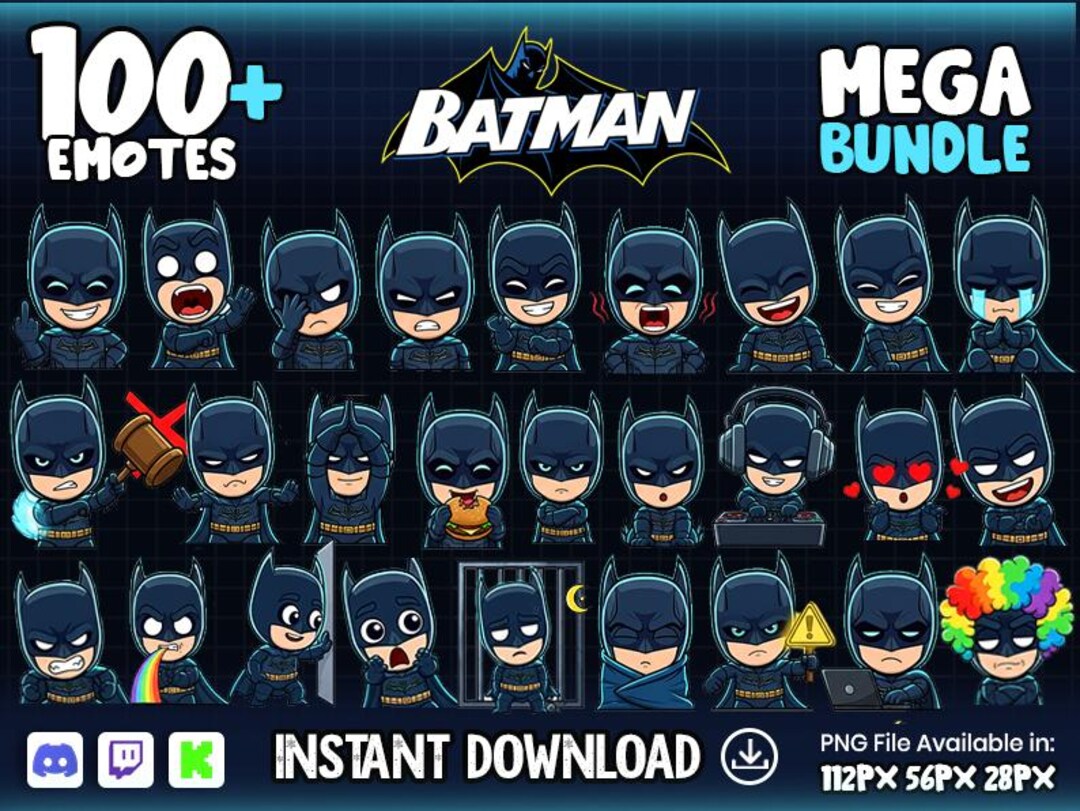 100+ Dark Knight Hero Emotes Mega Bundle | Chibi Superhero Twitch ...