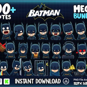 100+ Dark Knight Hero Emotes Mega Bundle | Chibi Superhero Twitch ...