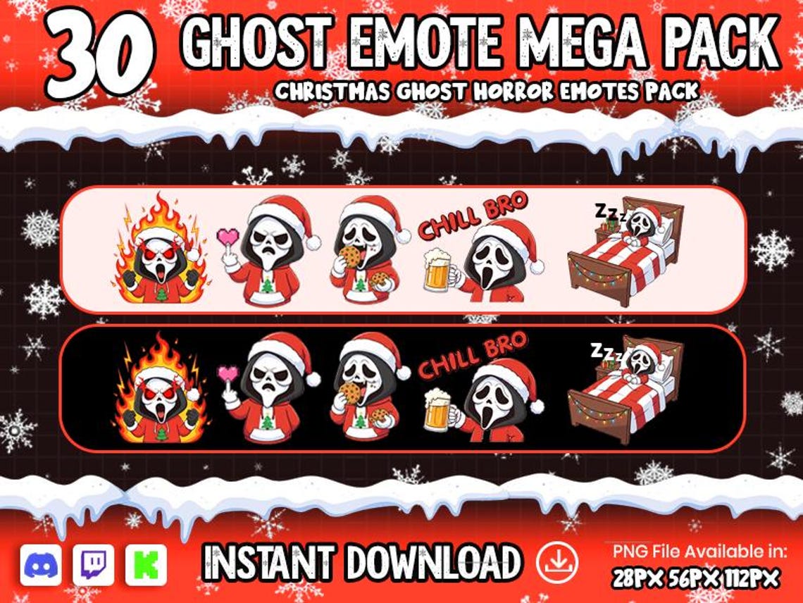 30 Horror Ghost Christmas Emotes Pack | Scary Xmas Animated Emotes for ...