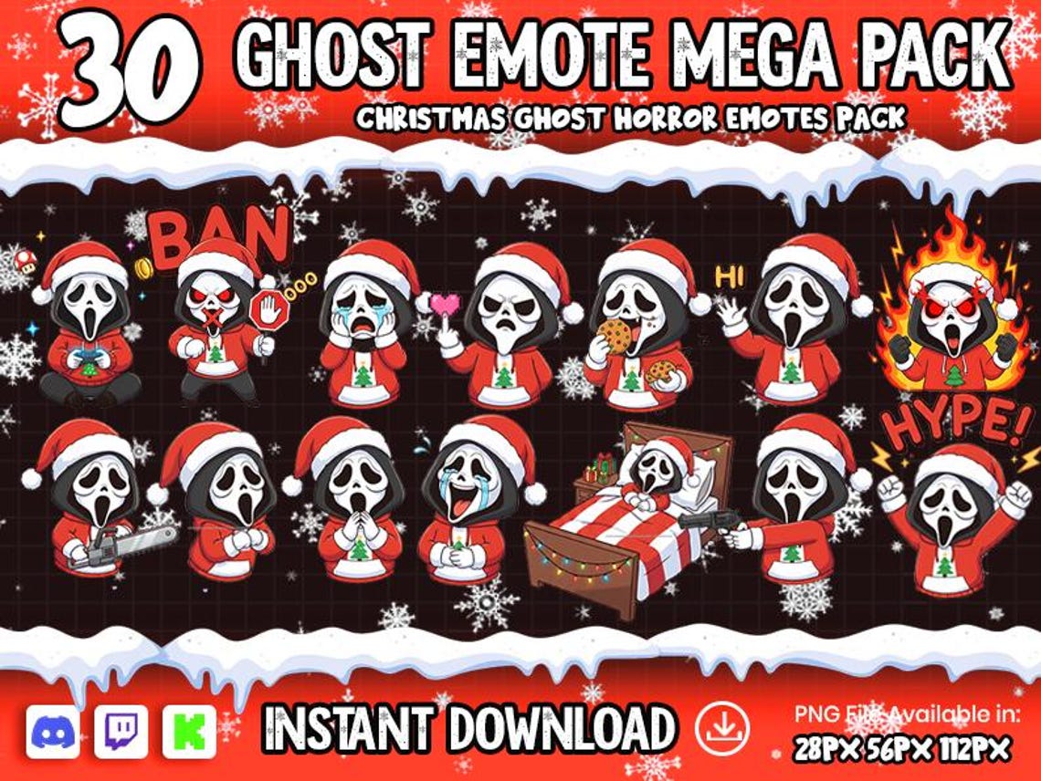 30 Horror Ghost Christmas Emotes Pack | Scary Xmas Animated Emotes for ...