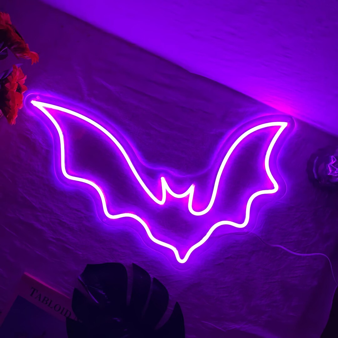Bat LED Neon Sign – Flying Bat Wall Decor for Halloween Party, Pink ...