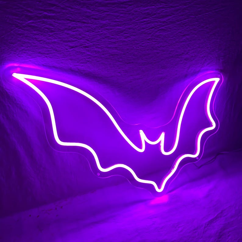Bat LED Neon Sign – Flying Bat Wall Decor for Halloween Party, Pink ...