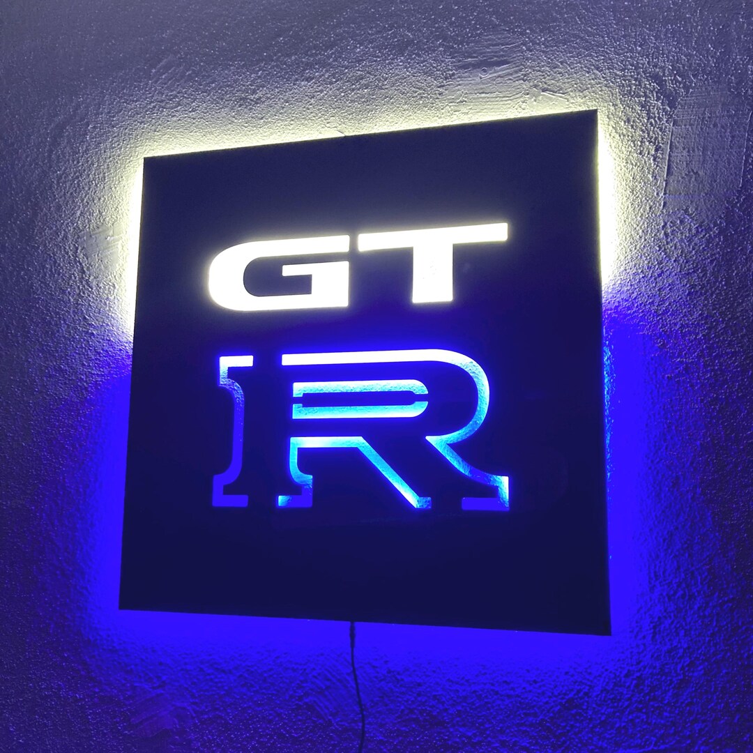 Custom GTR Logo LED Sign, Illuminated Car Brand Wall Art for Garage ...