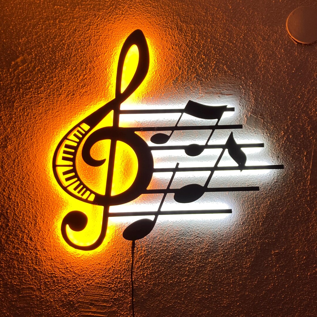 Treble Clef LED Sign, Illuminated Music Symbol Wall Art for Studio ...