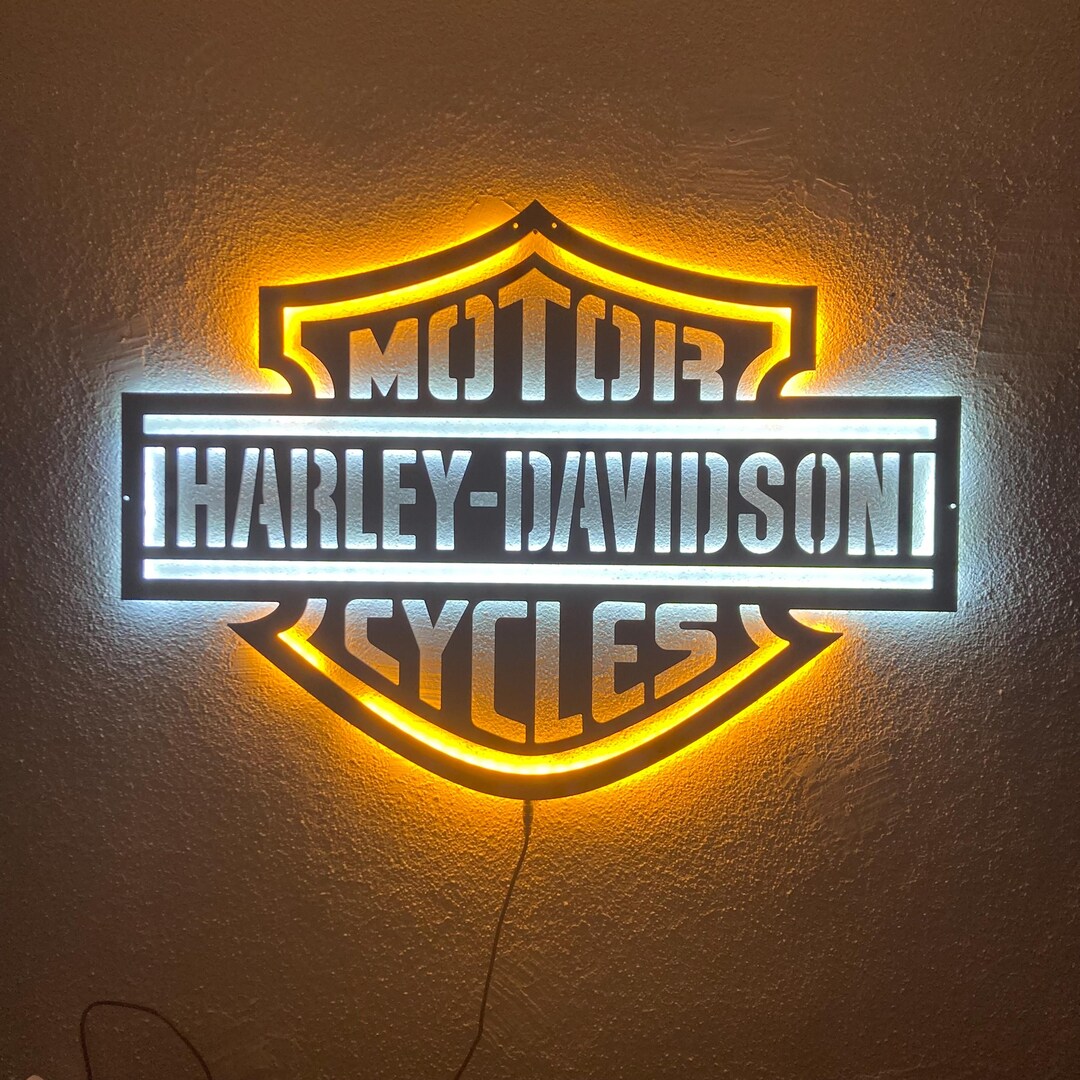 Custom Harley-davidson Logo LED Wall Sign With Backlight | Motorcycle ...
