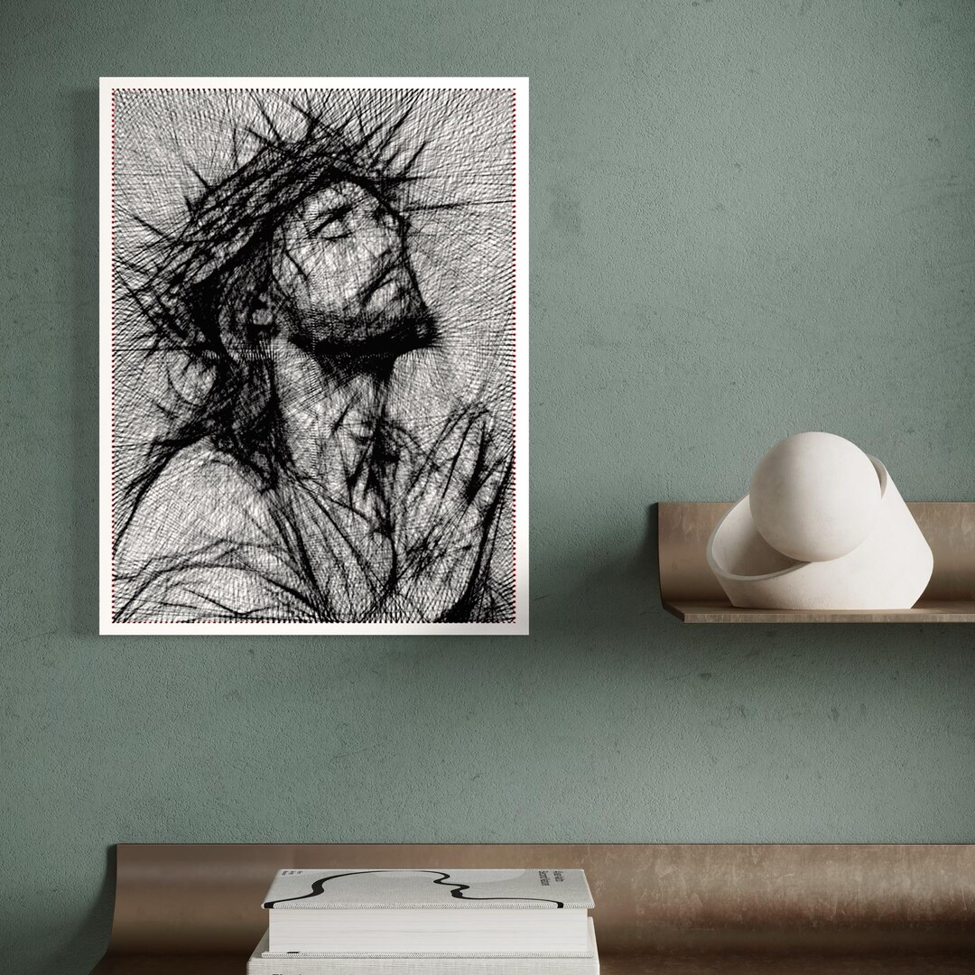 Jesus Christ String Art – Handmade Religious Wall Decor – 38x49 Cm - Etsy