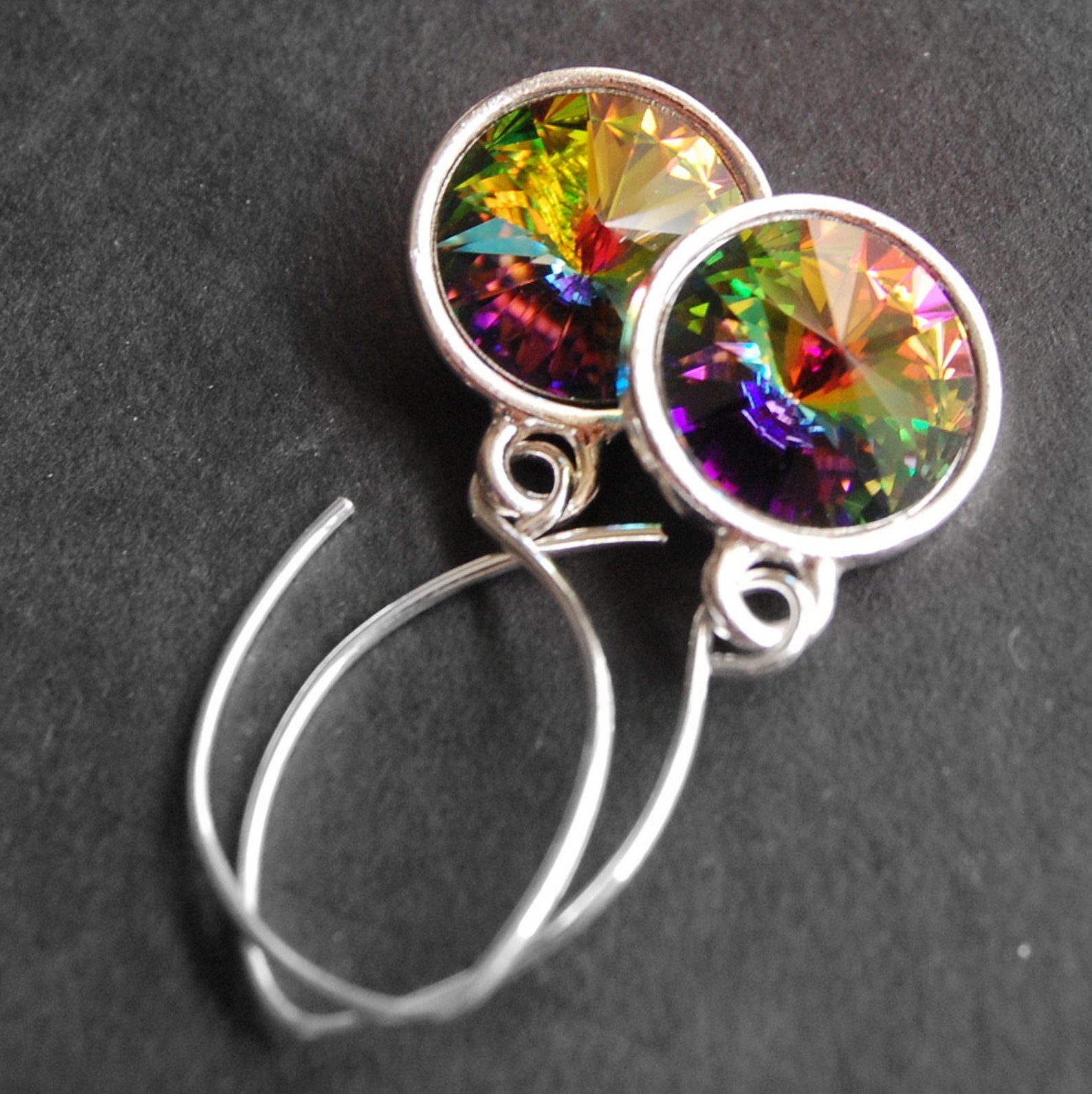 Rainbow Earrings Multicolor Vitrail Swarovski Crystal Rivoli Etsy