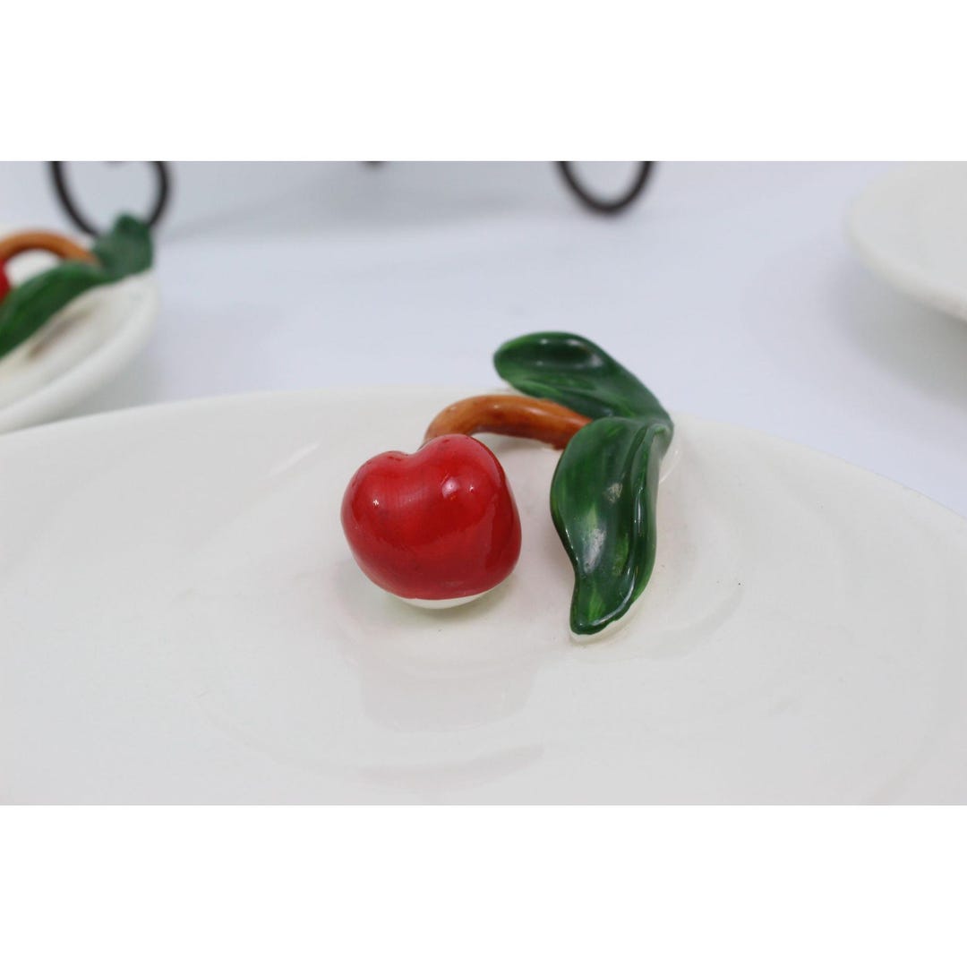 Vintage Czechoslovakia Cherry Plates – Set of 4 Ceramic 7 Inch Dessert ...