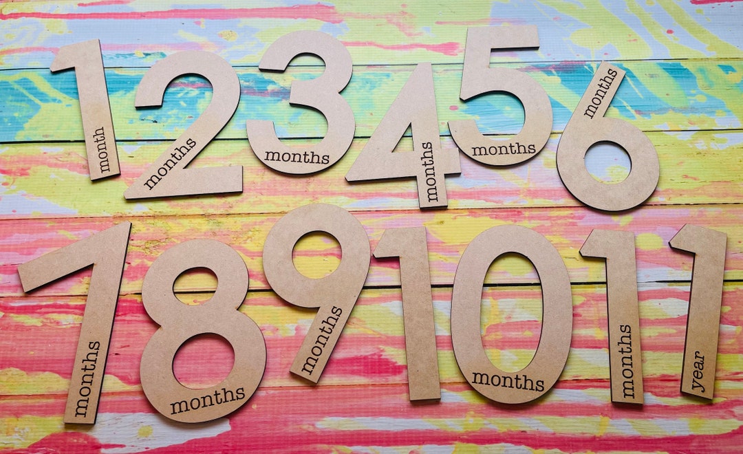 Minimalistic Baby Month Numbers for Baby Photos - 3-D SVG for Laser ...