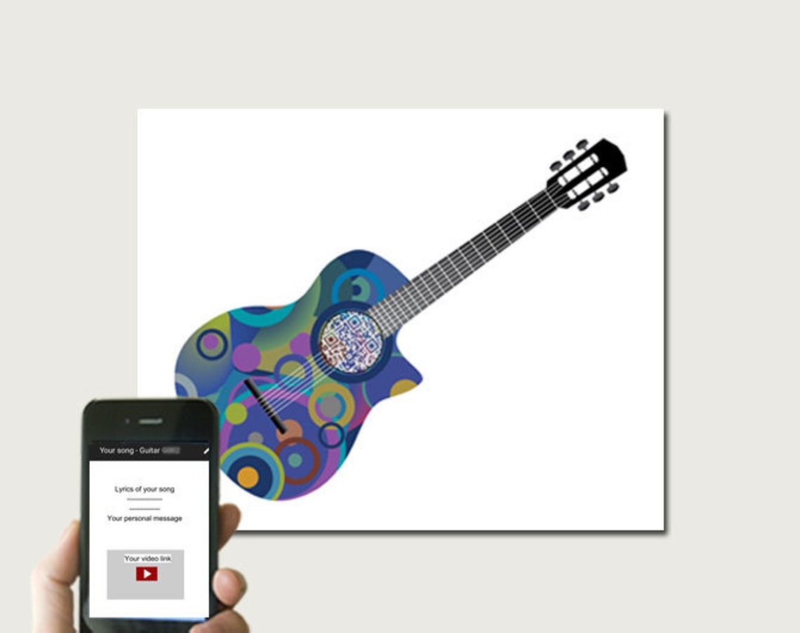 Personalized Any Song Any Guitar Artist QR Code Art First | Etsy
