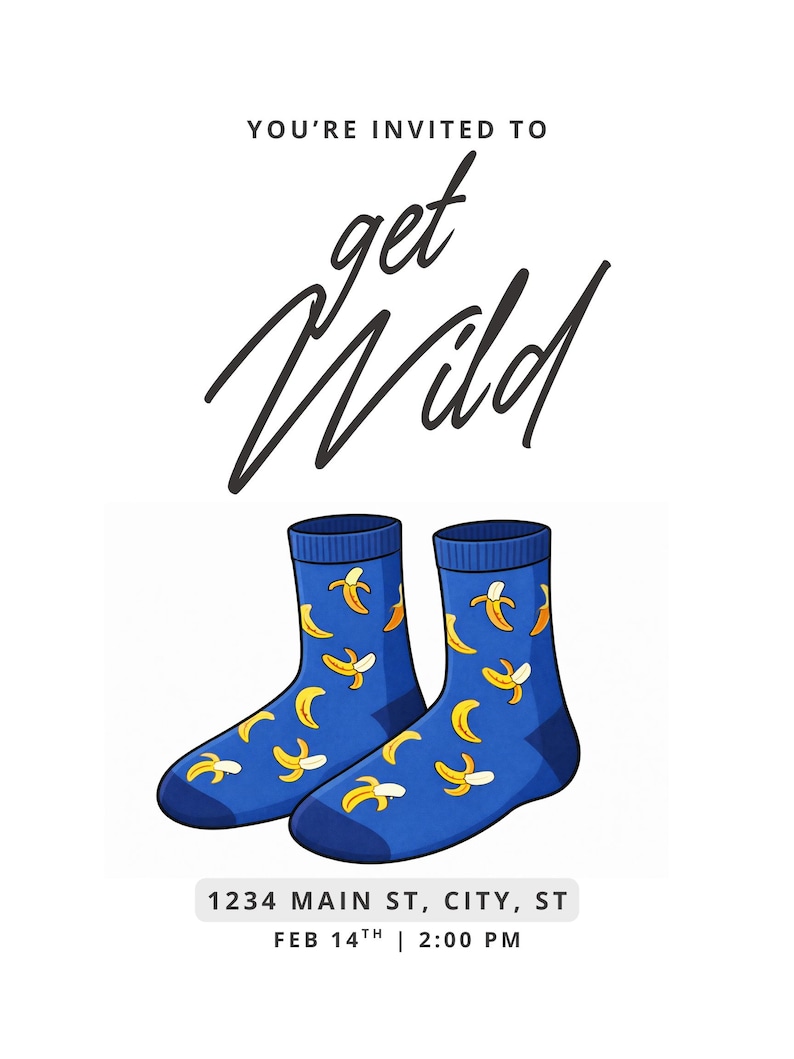 Heated Rivalry Hockey Party Invitation | Wild Banana Socks, Editable ...