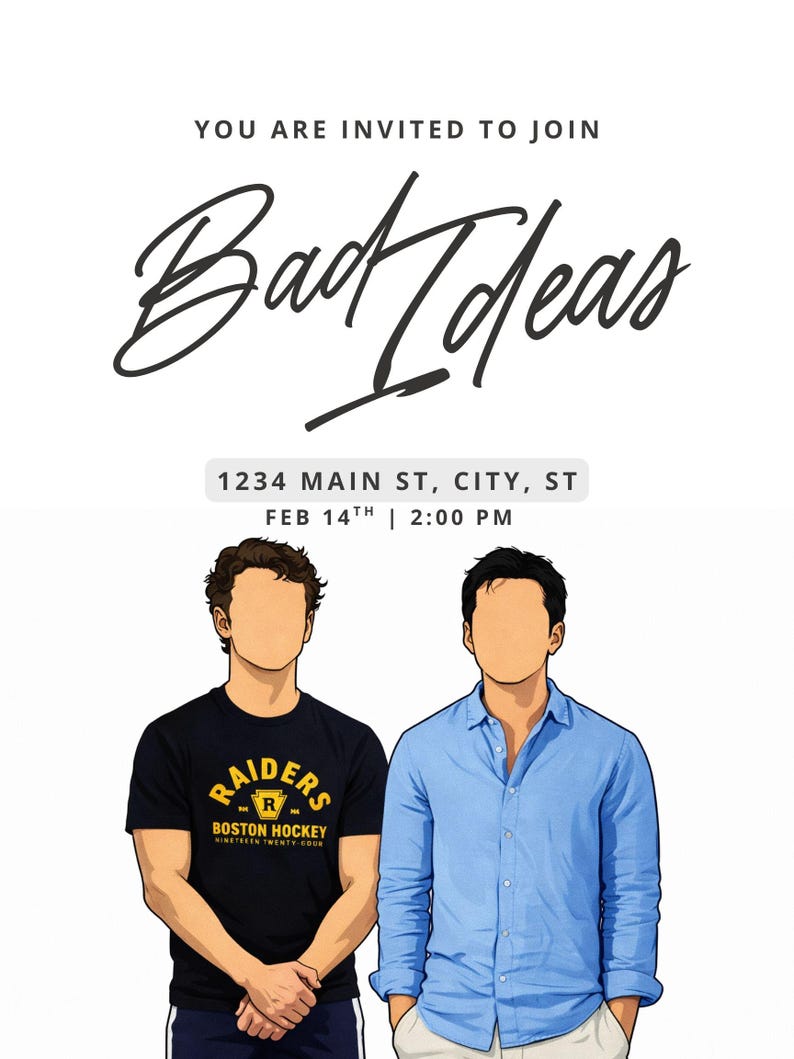 Animated & Digital Heated Rivalry Hockey Bad Idea Party Invitation ...