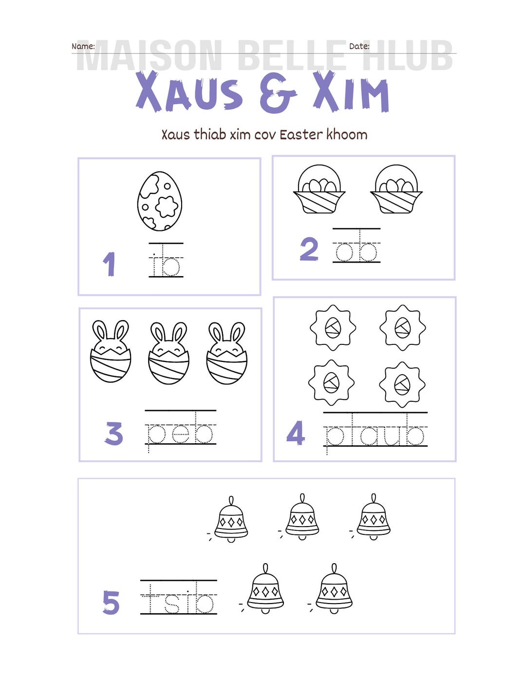 Hmong Easter Numbers & Coloring Page - Etsy