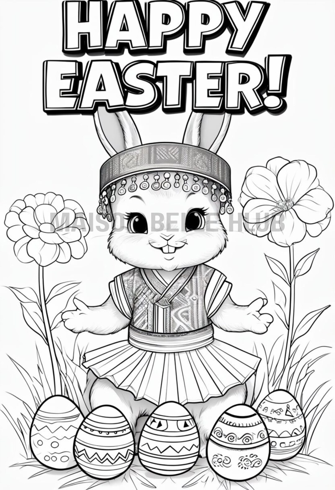 Hmong Easter Coloring Page - Etsy