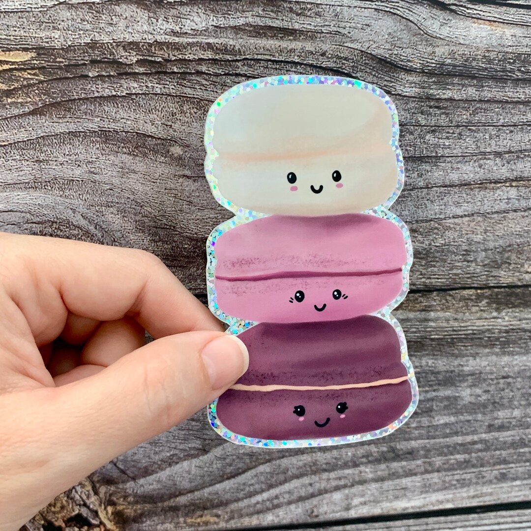Macaron Sticker, Glitter Vinyl Sticker, French Macaron, Kawaii Sticker ...
