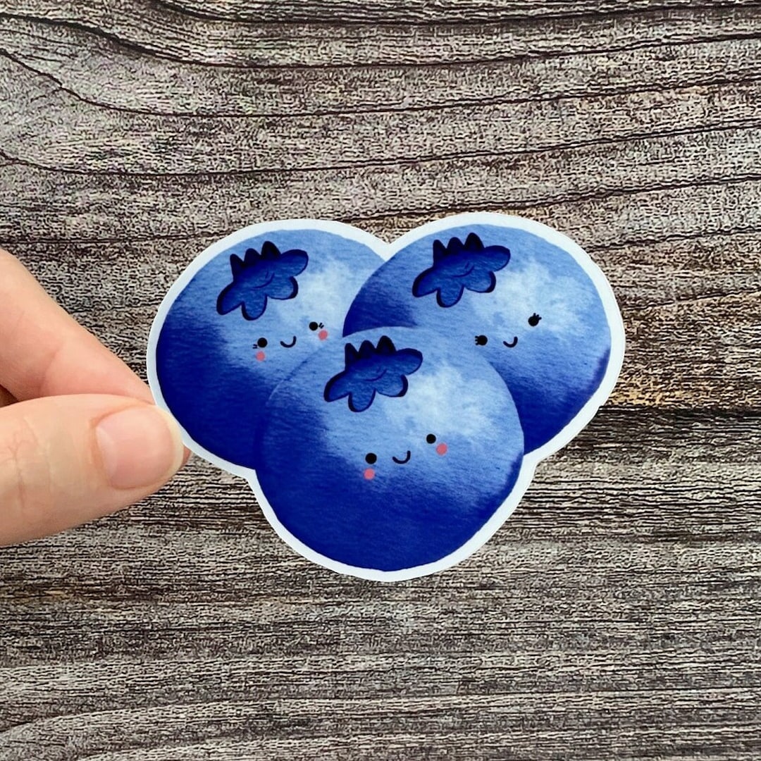 Blueberry Sticker, Kawaii Fruit Sticker, Summer Stickers, Watercolor ...