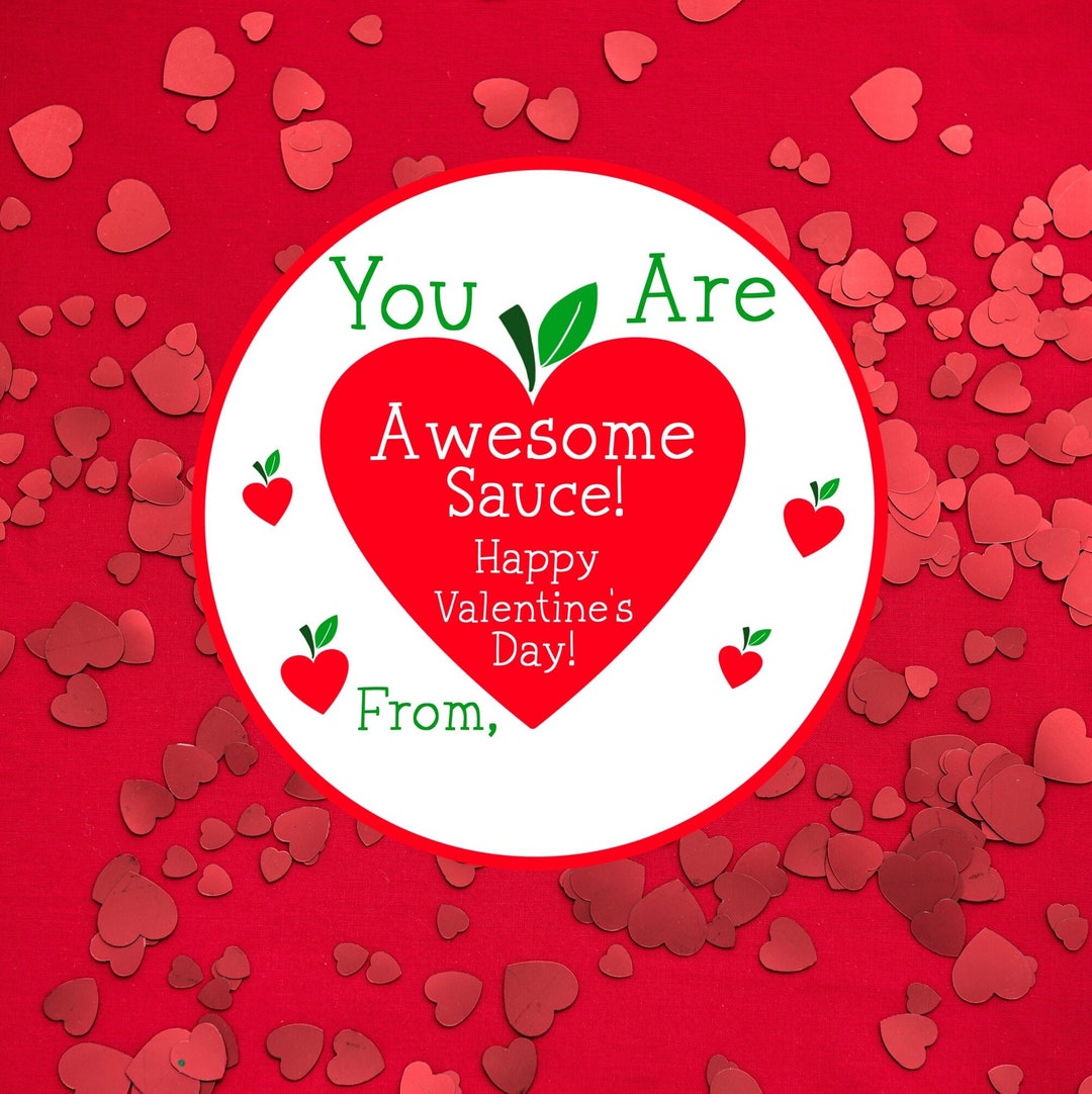 Applesauce Valentine Pouch Labels, Instant Download, Classroom ...