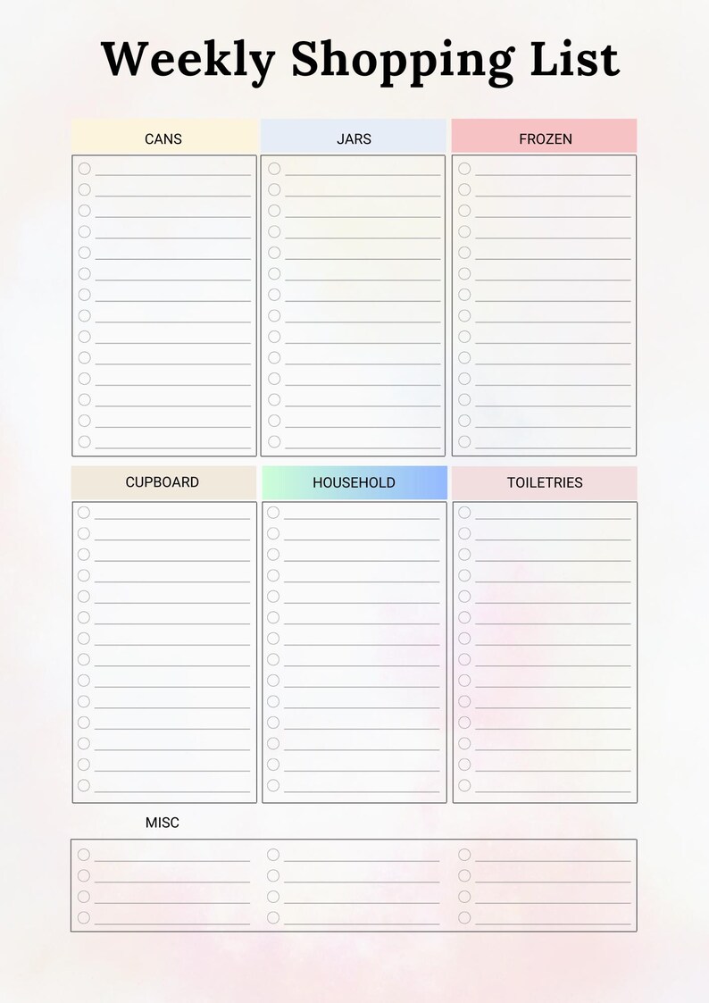 Weekly Meal Planner & Shopping List - Etsy