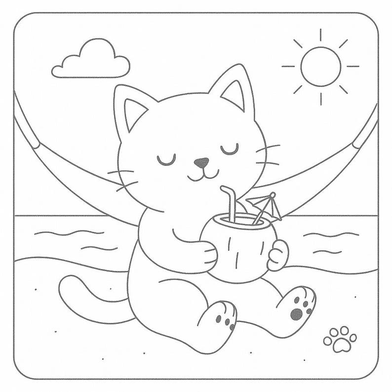 The Sweet Life of a Cat Coloring Book – Cute Cat & Kitten Coloring ...