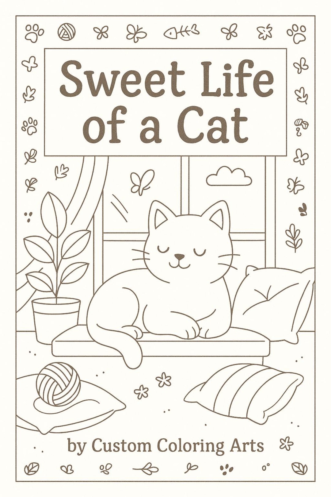 The Sweet Life of a Cat Coloring Book – Cute Cat & Kitten Coloring ...