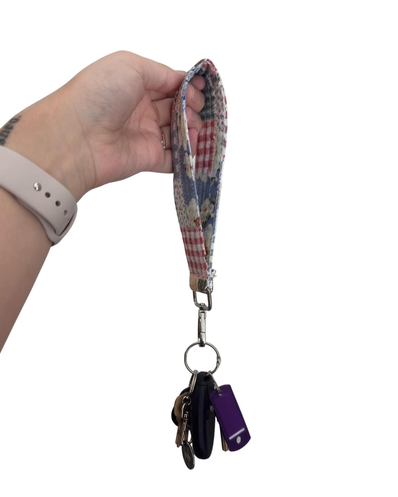 Handmade Quilted Fabric Wristlet Keychain: Custom Key Fob - Etsy