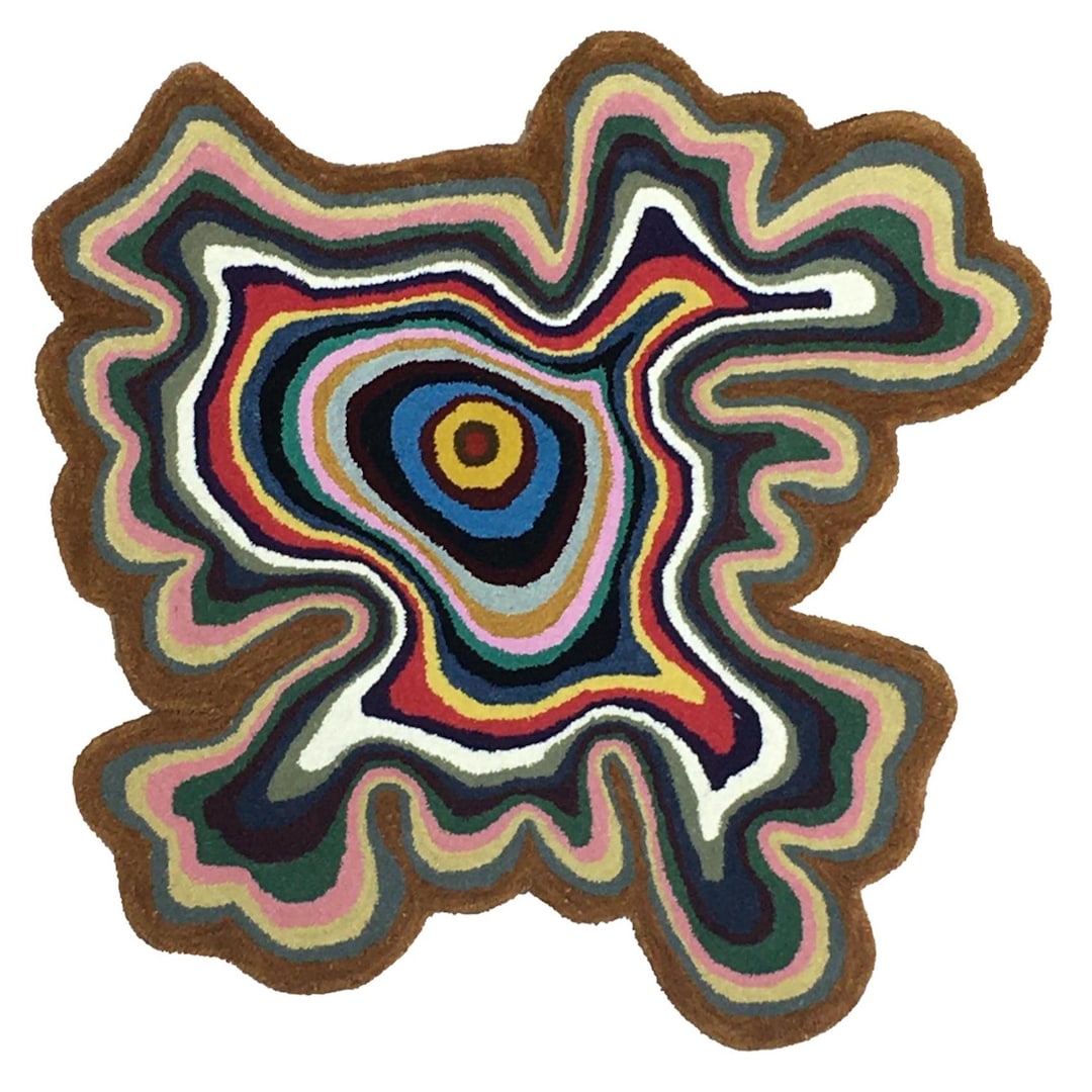 Colorful Blob Handmade Rug | 4x4 Ft Abstract Tufted Art Rug | Irregular ...