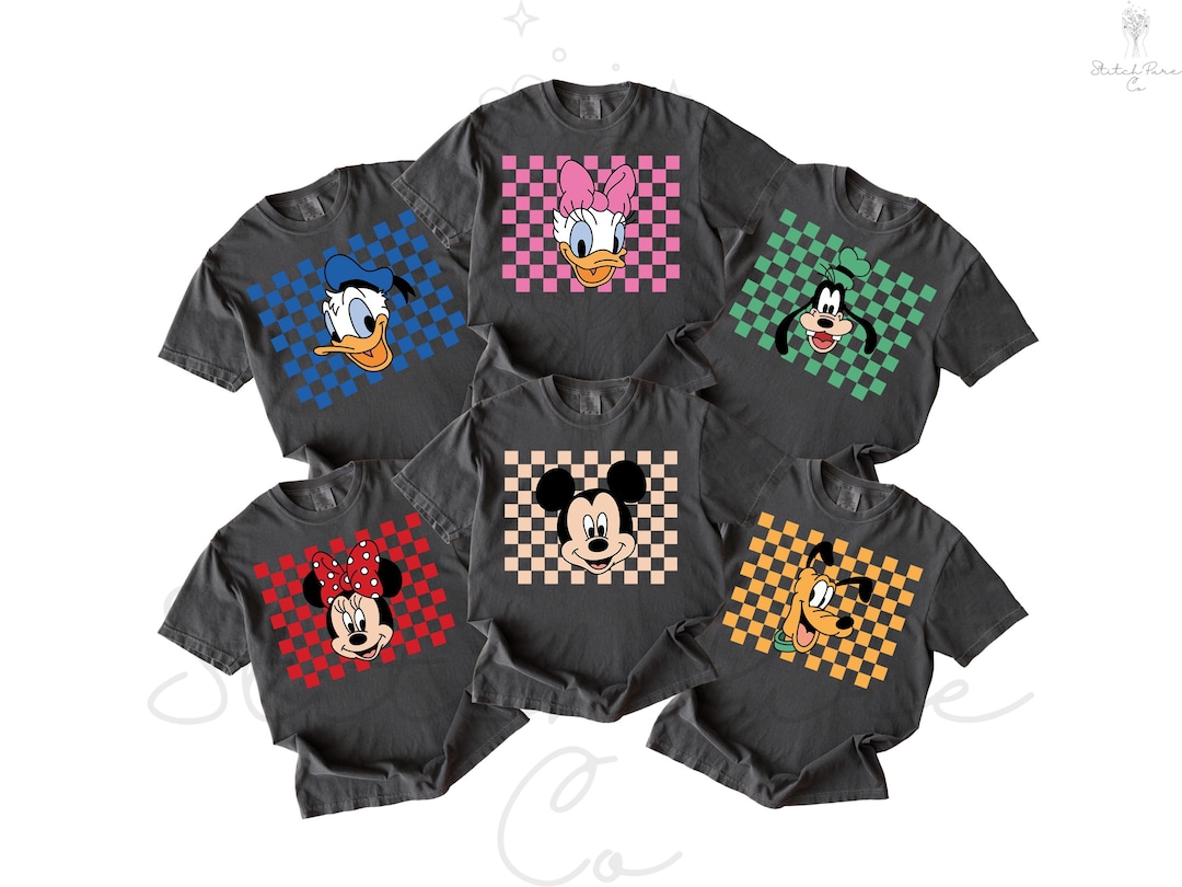 Retro Disney Trip T-shirt, Mickey and Friends Tees, Checkered Mickey ...