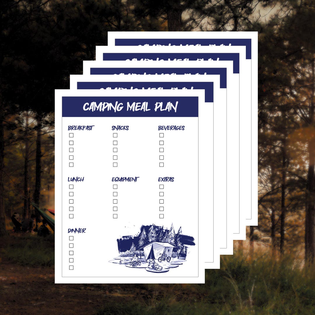 Camping Meal Plan Templates | 5 Printable Pdfs | Food Checklist for ...