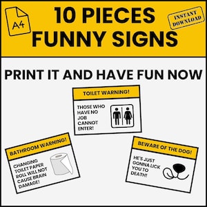 Funny Warning Signs – 10 Printable Wall Decor Signs + Editable Canva ...