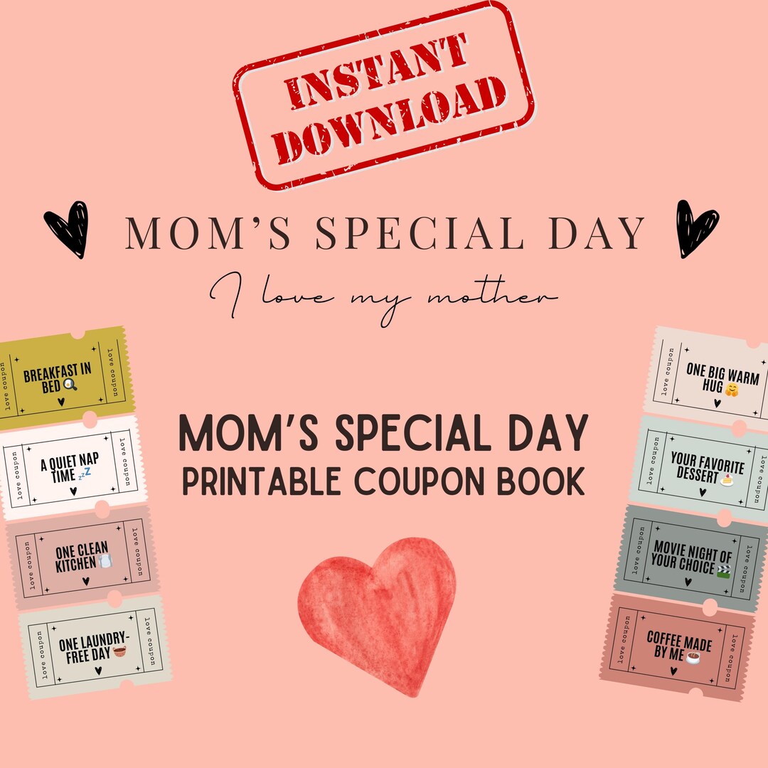 Mother’s Day Printable Coupon Book – Instant Download Gift From Kids ...