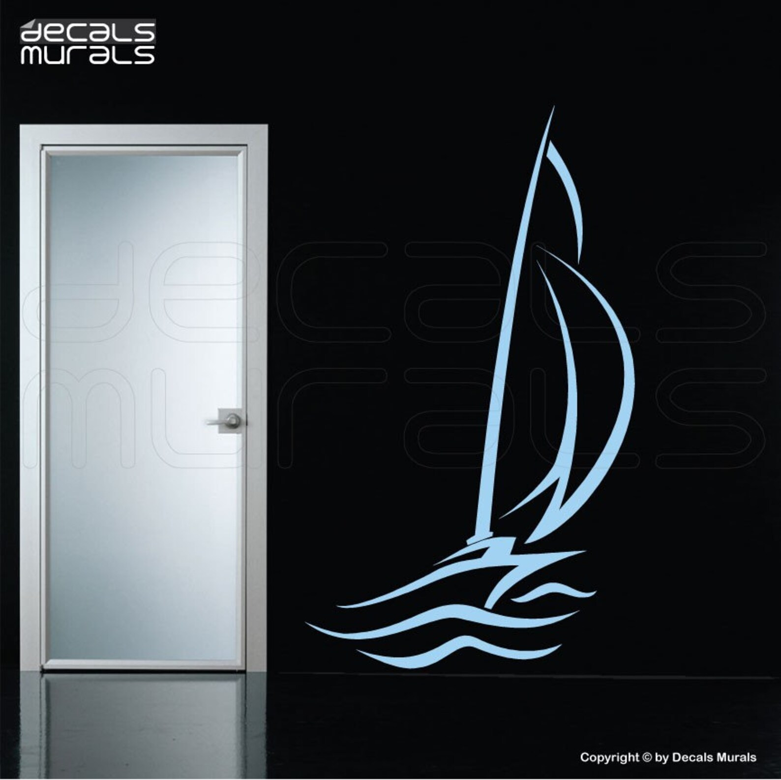 Wall Decals ABSTRACT SAILBOAT Large Wall Art Stickers by Decals Murals ...