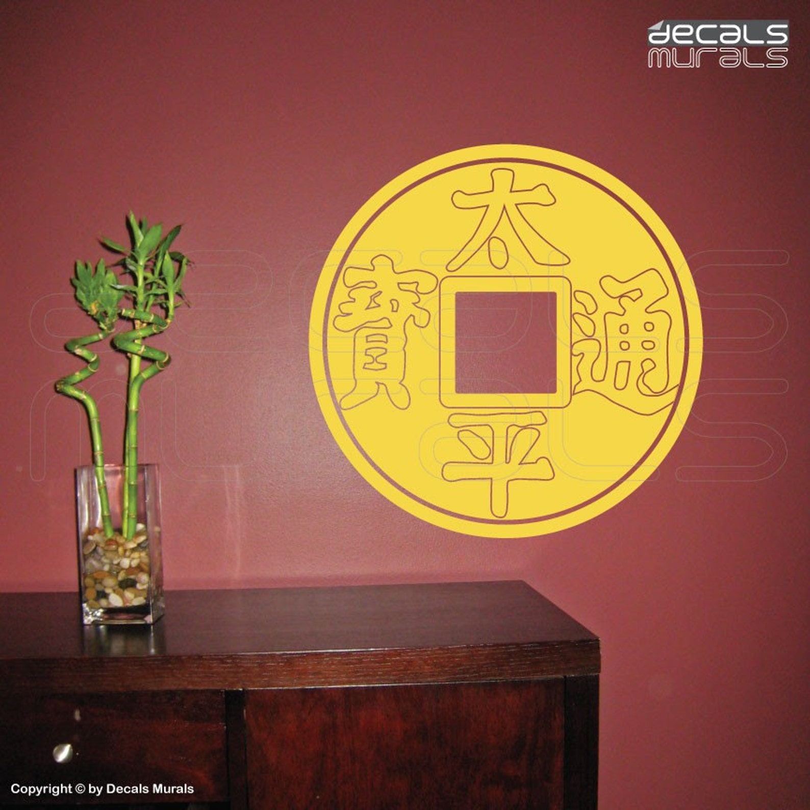 Wall decals Chinese OLD MONEY COIN Feng Shui good luck | Etsy