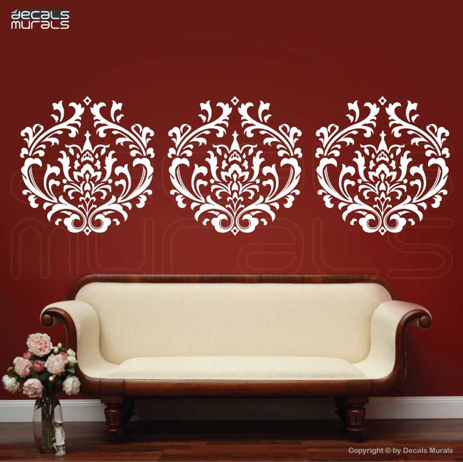 Wall Decal DAMASK Decals Wallpaper Stickers by Decals Murals (22x20 ...