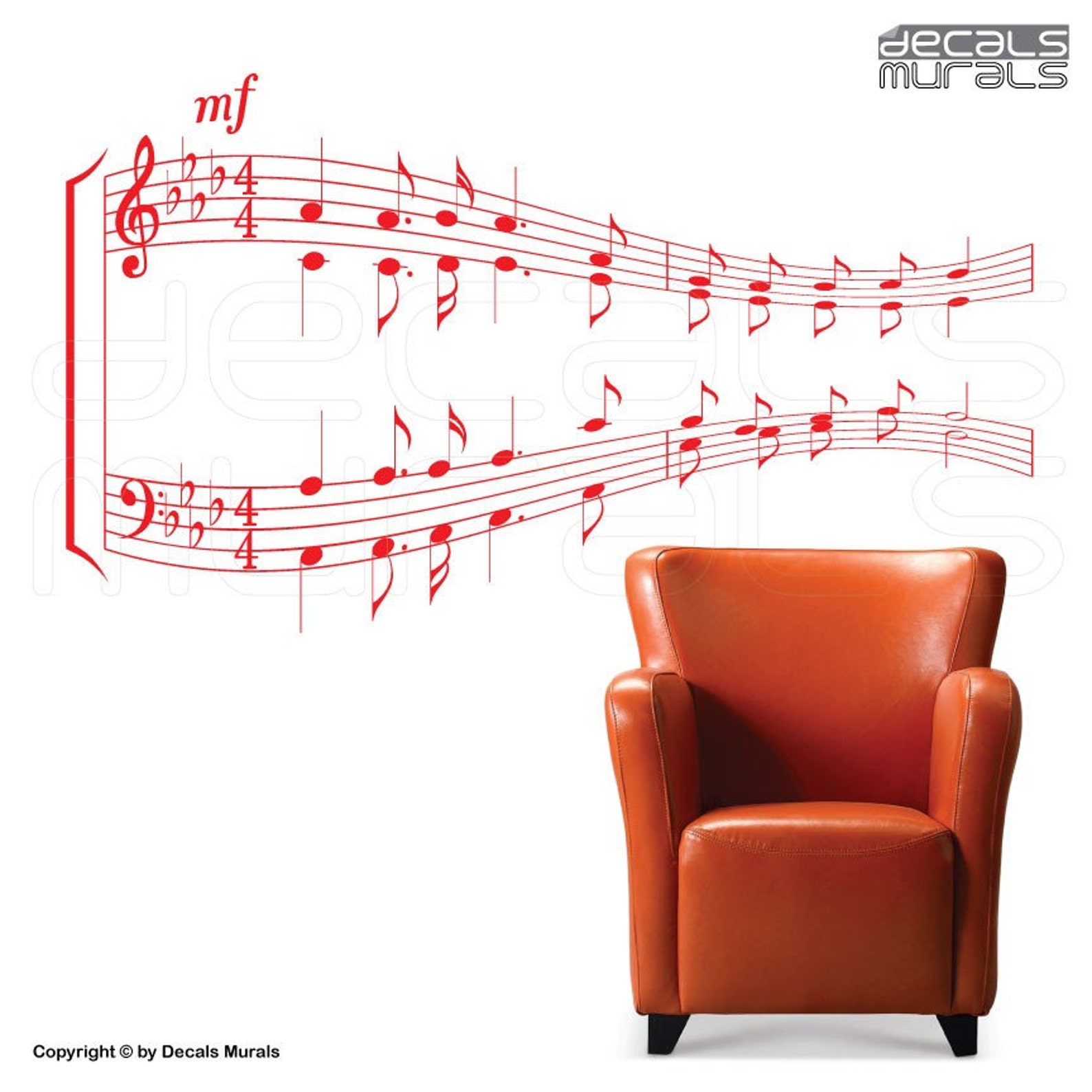 Wall Decal MUSIC NOTES Vinyl Art Stickers Sheet Music Decor by | Etsy