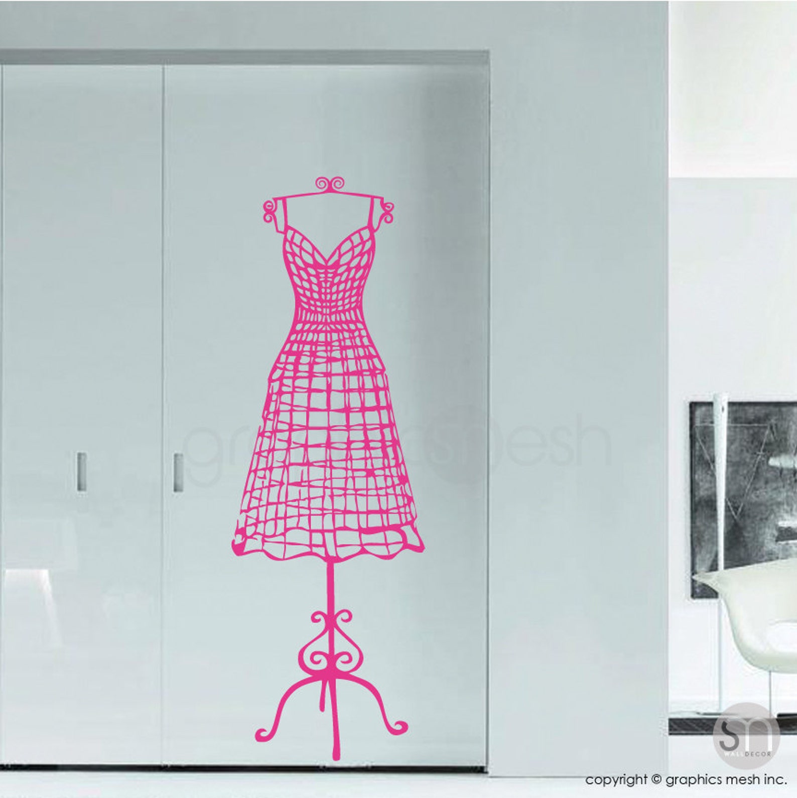 WALL DECAL Wire Like Dress Form - Vinyl Mannequin Interior Decor - Etsy