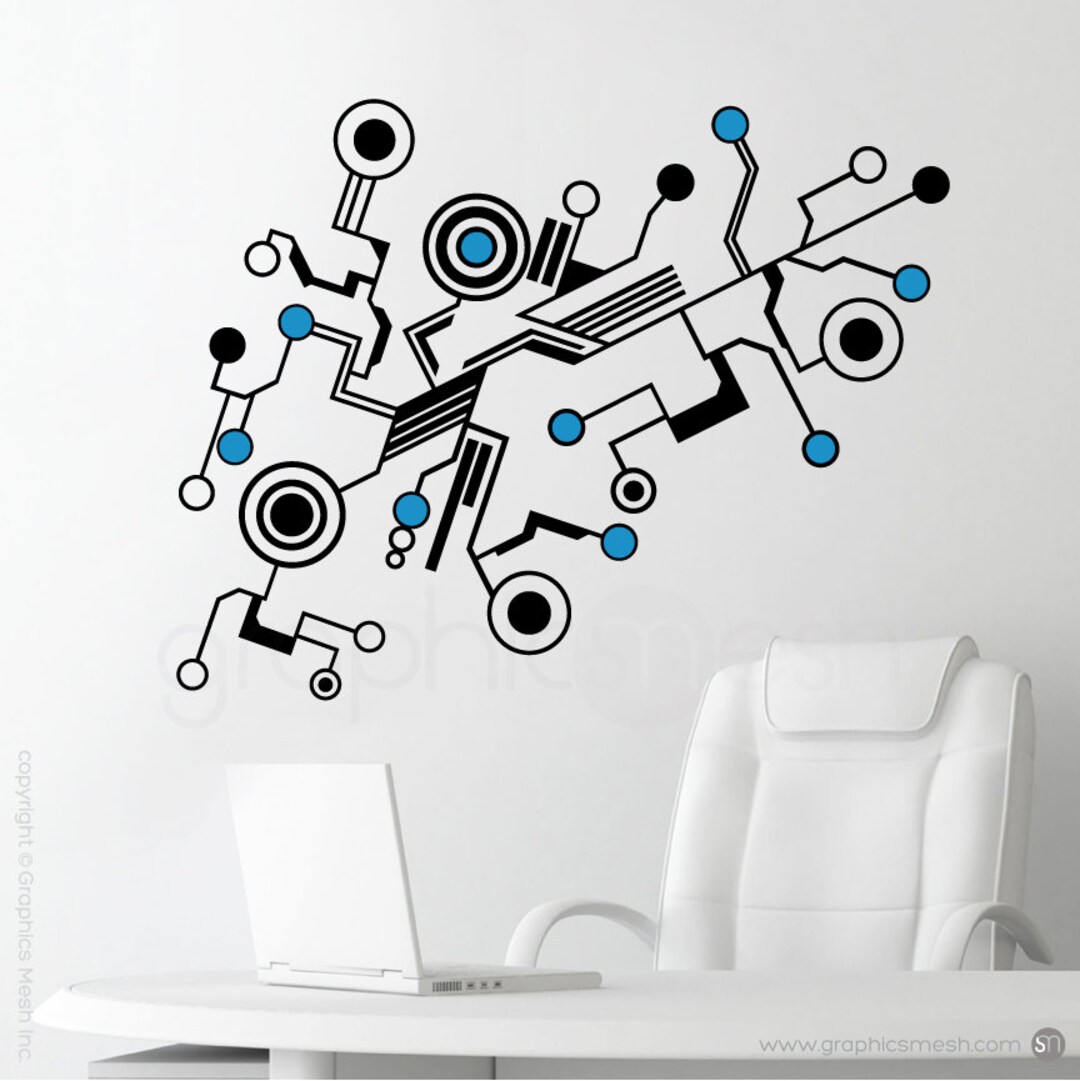 Wall Decals MEDIUM TECH SHAPES Abstract Circuit Shaped Vinyl Art ...