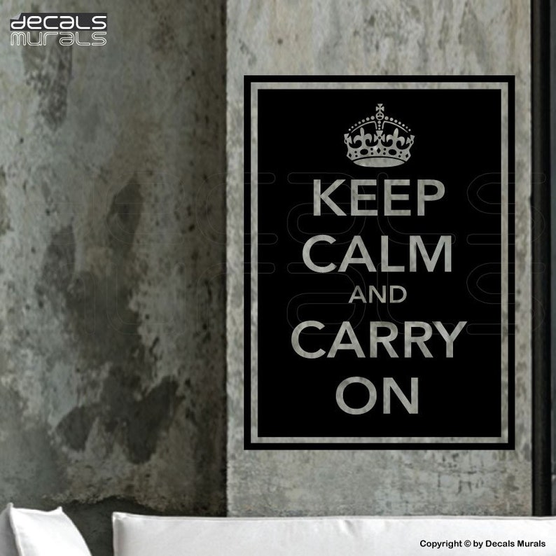 Keep Calm and Carry on WALL DECALS Quotes Quote Lettering by - Etsy