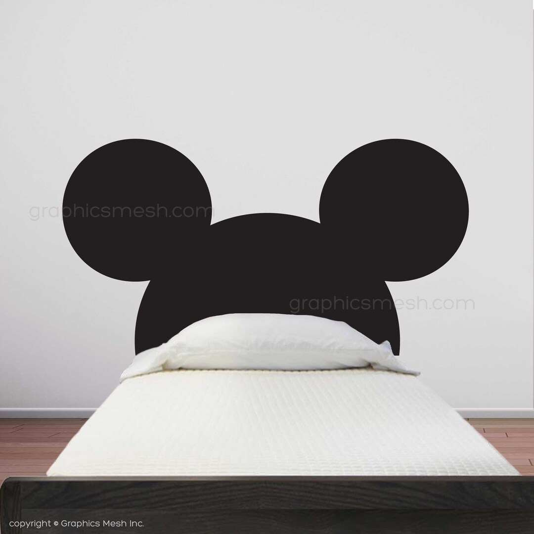 Mouse Ears Headboard Wall Decal | Cartoon Nursery Wall Sticker | Kids ...