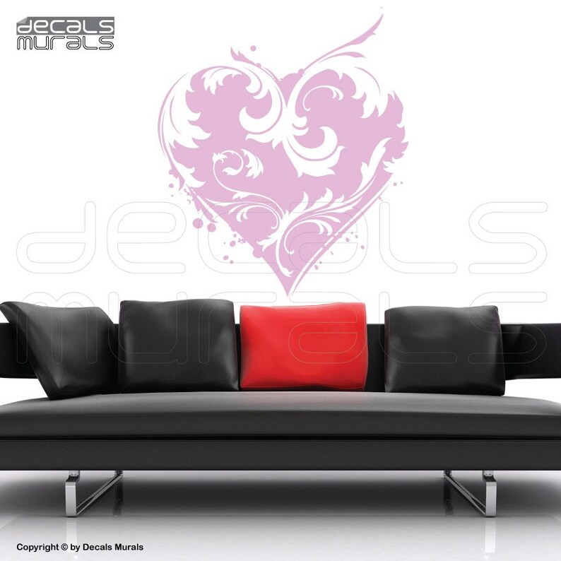 Wall Decals FLORAL HEART Vinyl Stickers Decor - Removable Art by Decals ...