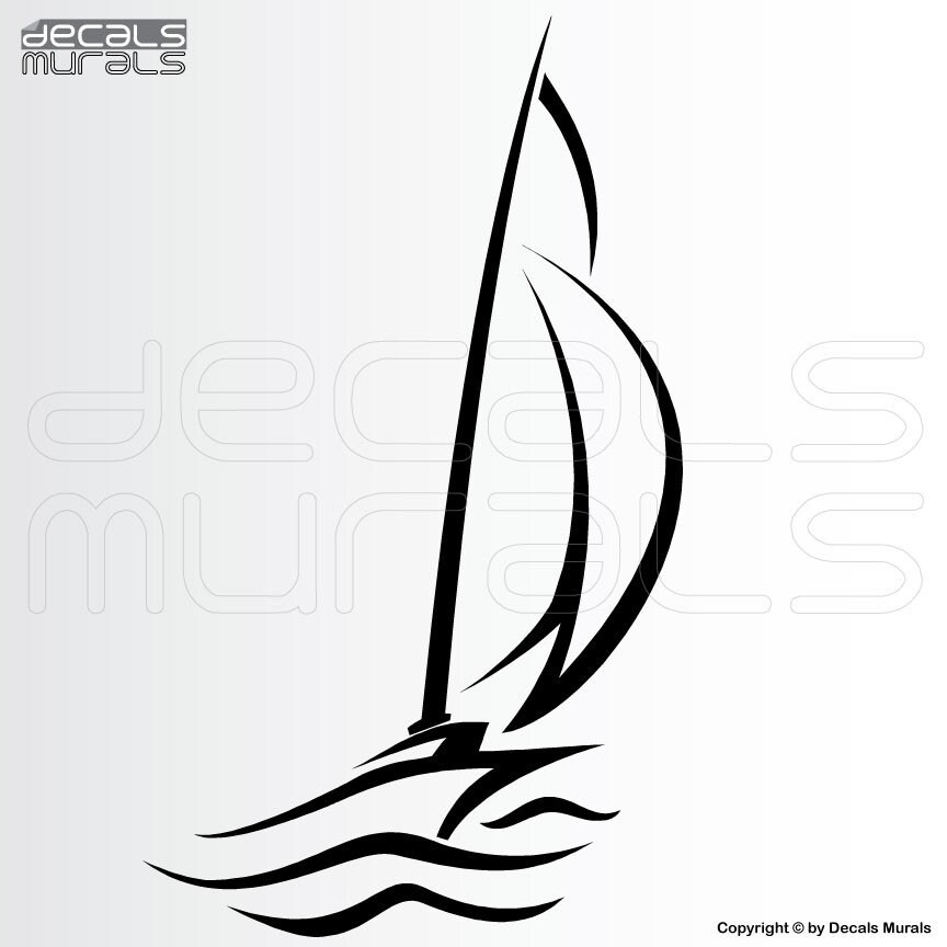 Wall Decals ABSTRACT SAILBOAT Large Wall Art Stickers by | Etsy