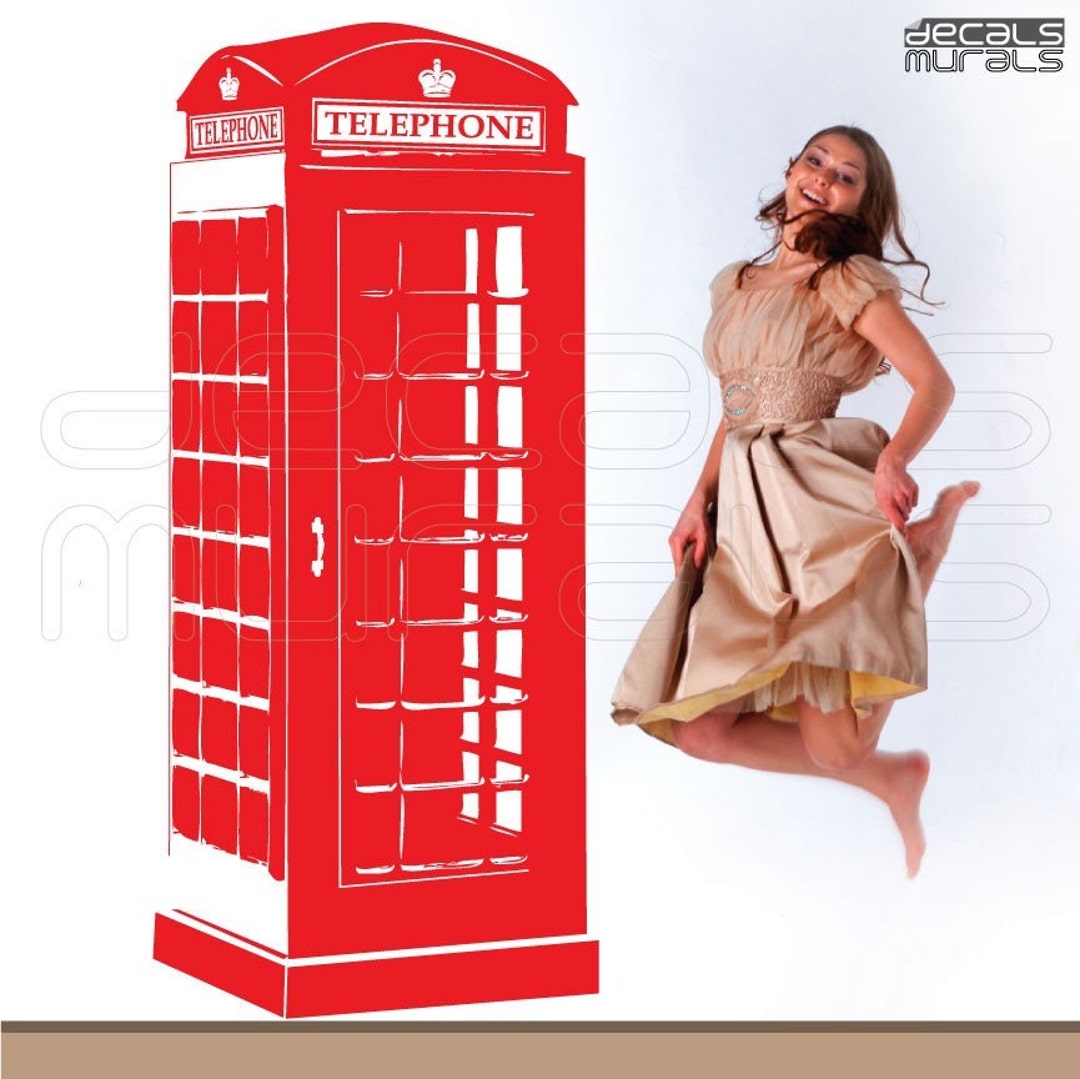 Wall Decals RED TELEPHONE BOOTH Vinyl Surface Graphics Interior Decor ...