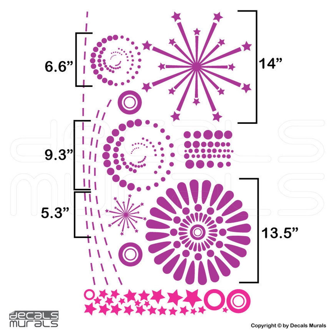 Wall Decals GEOMETRIC FIREWORKS Vinyl Art Graphics for Modern Interior ...