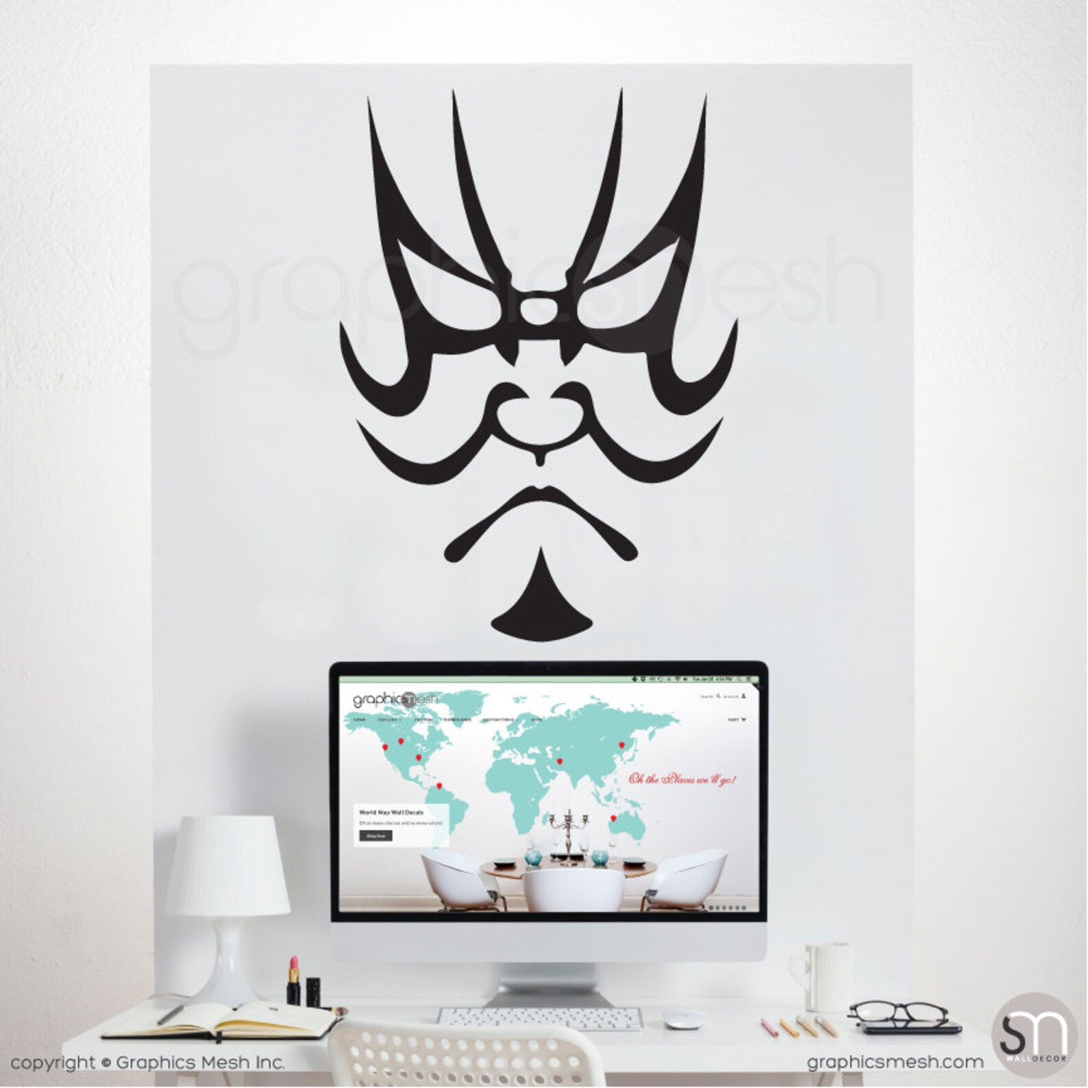 Wall Decals TRADITIONAL JAPANESE MASK Asian Inspired Art Stickers ...