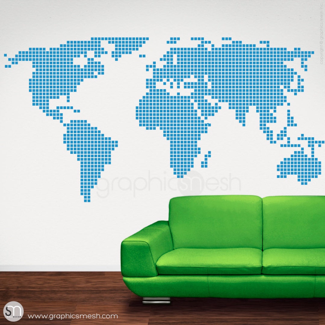 CHECKERED WORLD MAP Wall Decals Interior Home and Office Decor - Etsy