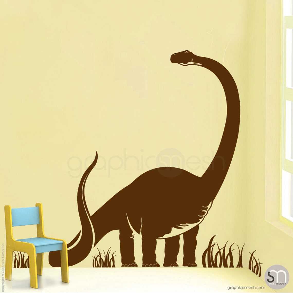 BRACHIOSAURUS DINOSAUR Vinyl Art Dino Stickers Nursery & - Etsy