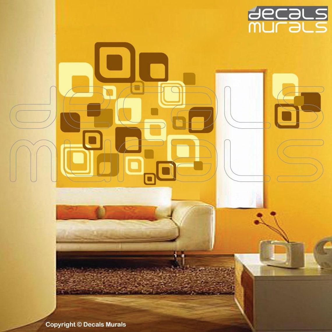 Wall Decals SHAPES ROUND SQUARES Vinyl Surface Graphics Interior Decor ...