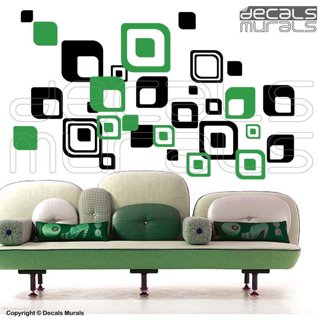 Wall Decals SHAPES ROUND SQUARES Vinyl Surface Graphics Interior Decor ...