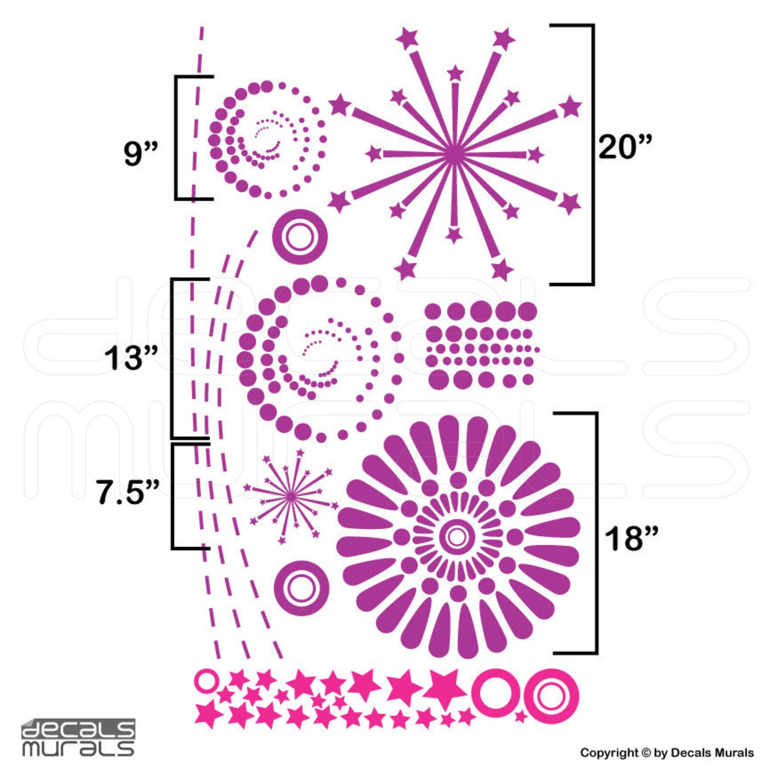 GEOMETRIC FIREWORKS Wall Decals Interior Graphics for Modern Decor by ...