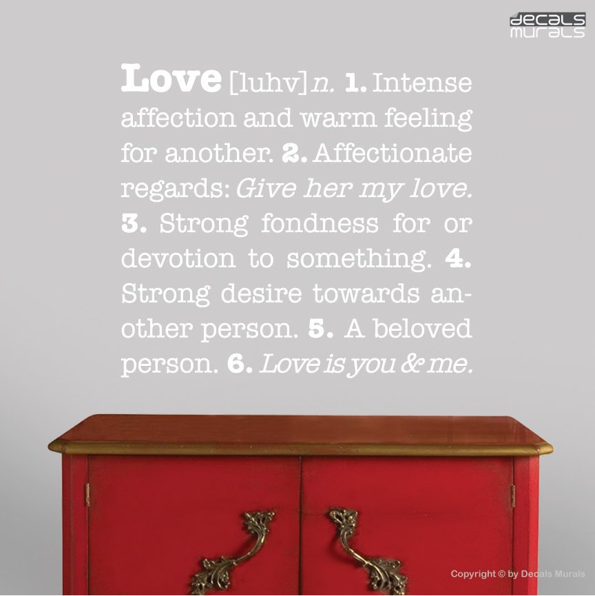Love Definition Wall Decal | Dictionary Art Quote | Romantic Vinyl ...