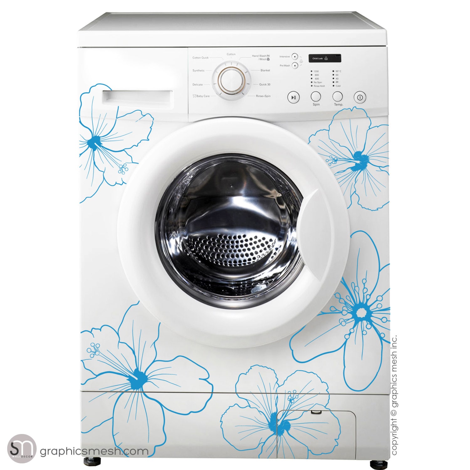 HIBISCUS FLOWER WASHER Decor - Domesticated Wall Decals Laundry Room ...